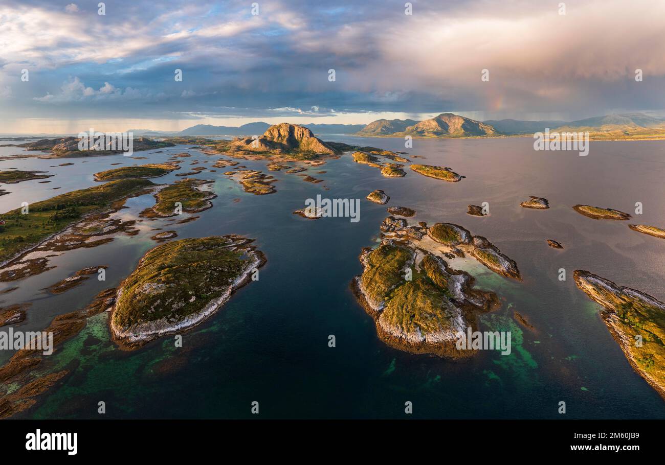 Mount Torghatten with surrounding islands, Bronnoysund, Helgoland ...