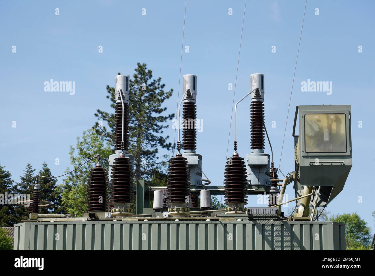 Substation with insulators, Prien am Chiemsee, Bavaria, Germany Stock ...