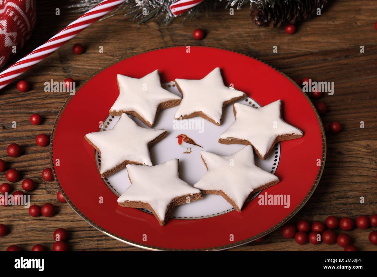 A Christmas setup of yummy star cookies Stock Photo - Alamy