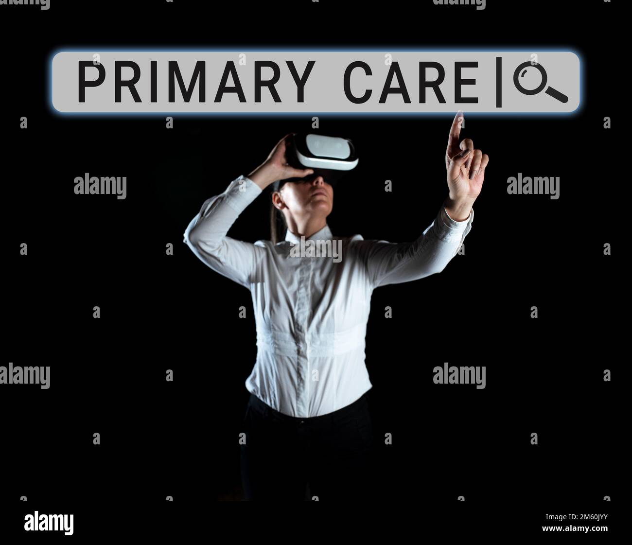 Text caption presenting Primary Care. Conceptual photo health care ...
