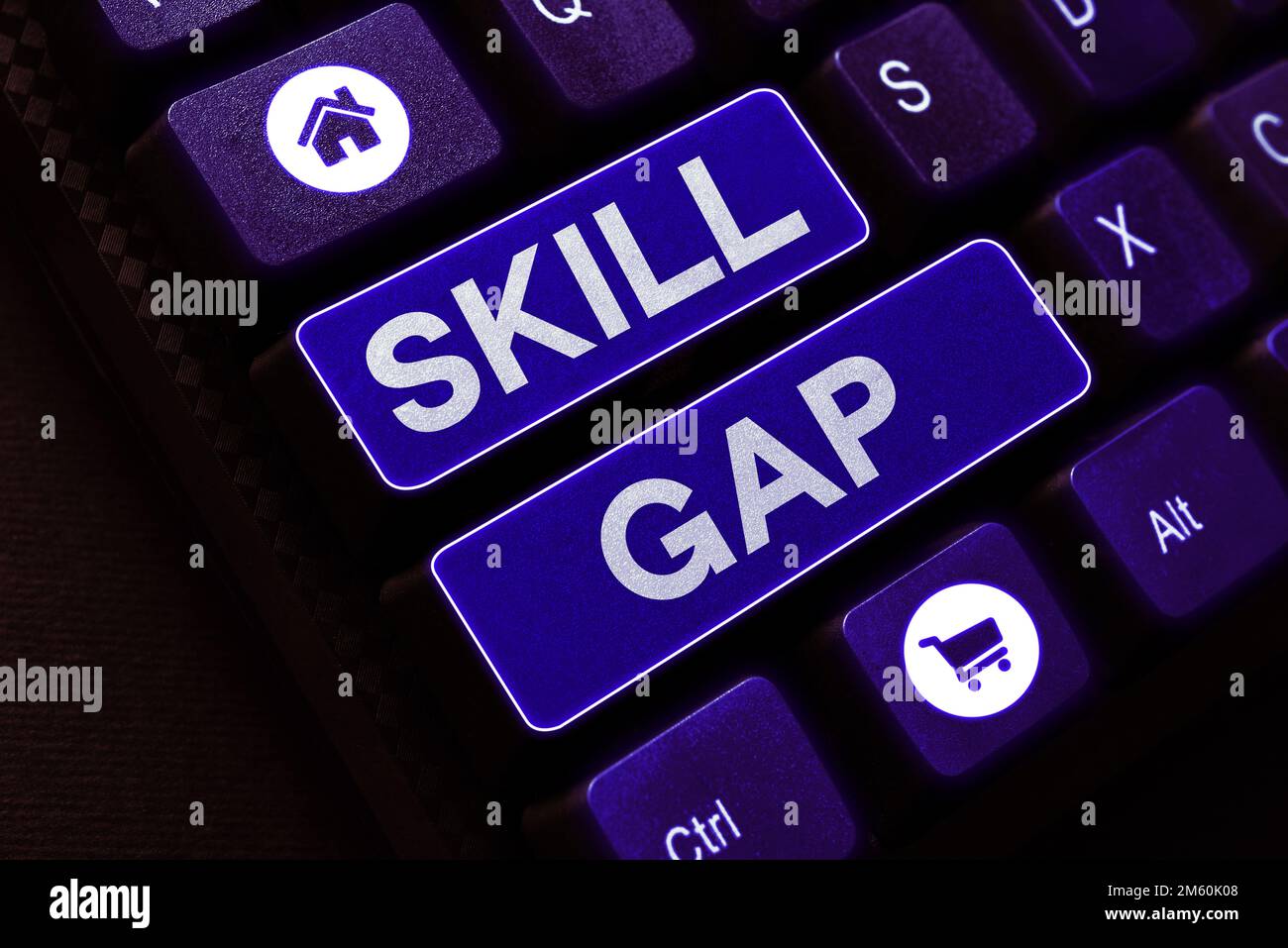 Hand writing sign Skill Gap. Conceptual photo Refering to a person's ...