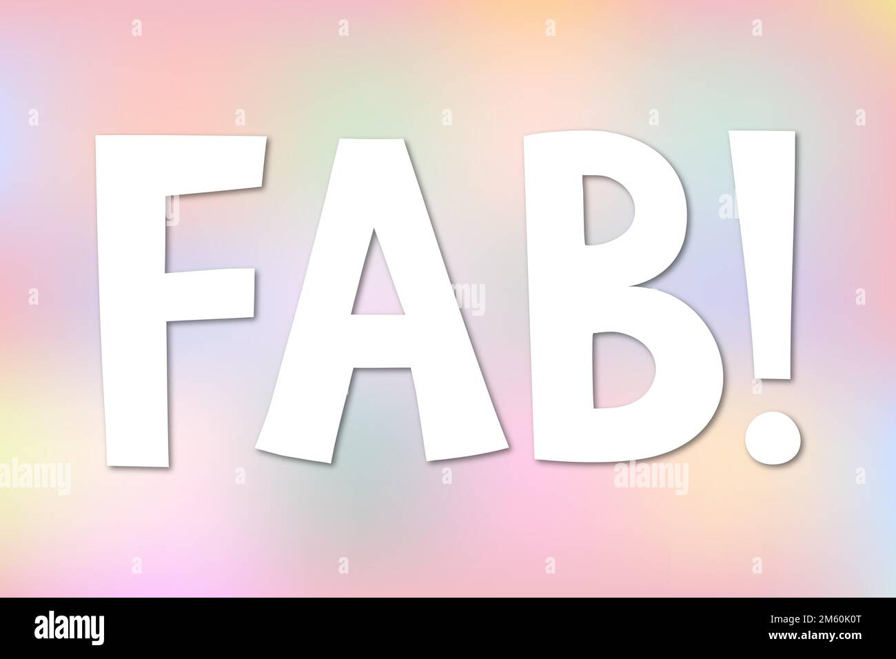 White FAB! typography on a pastel background vector Stock Vector Image ...