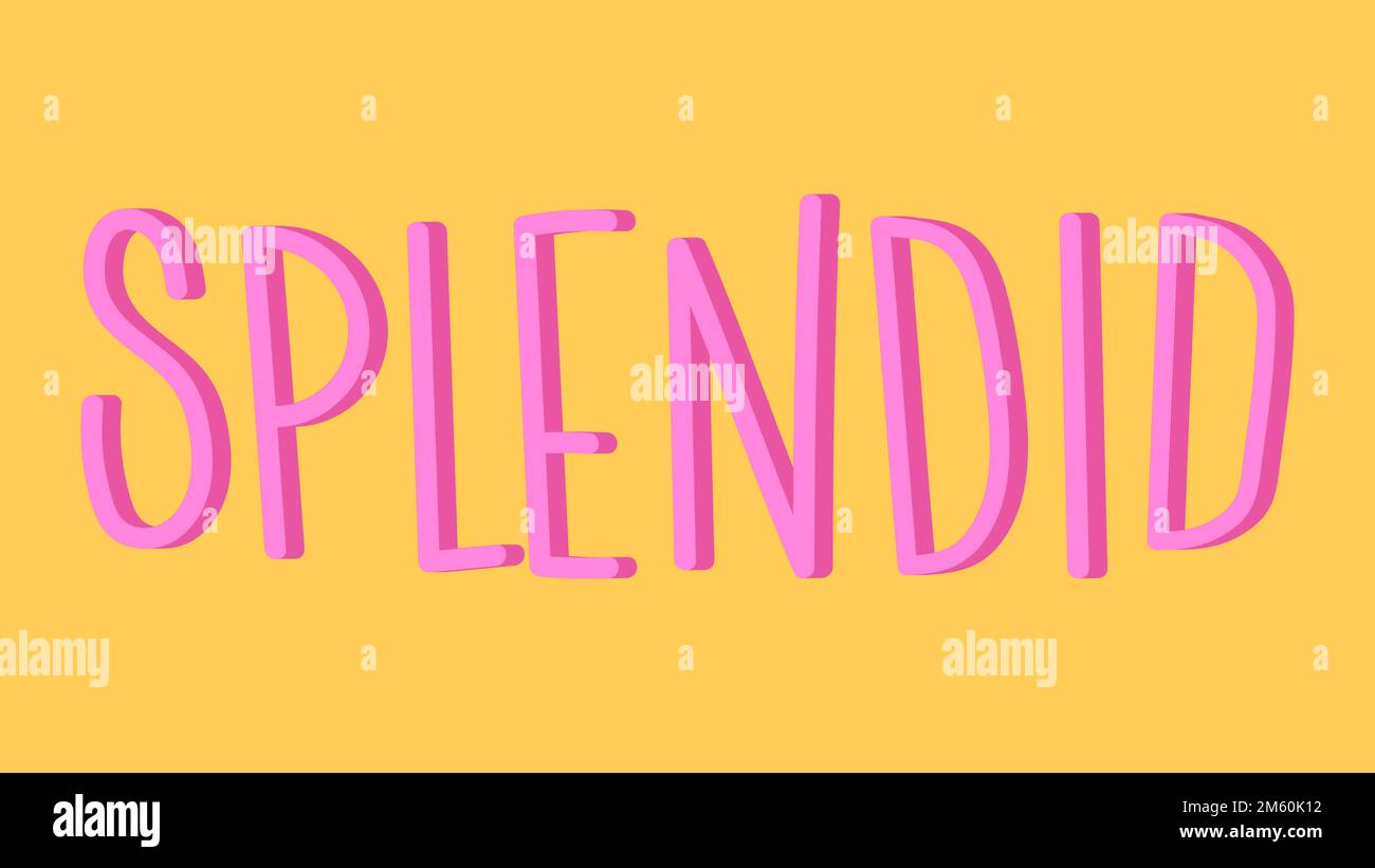 Pink SPLENDID typography on a yellow background vector Stock Vector ...