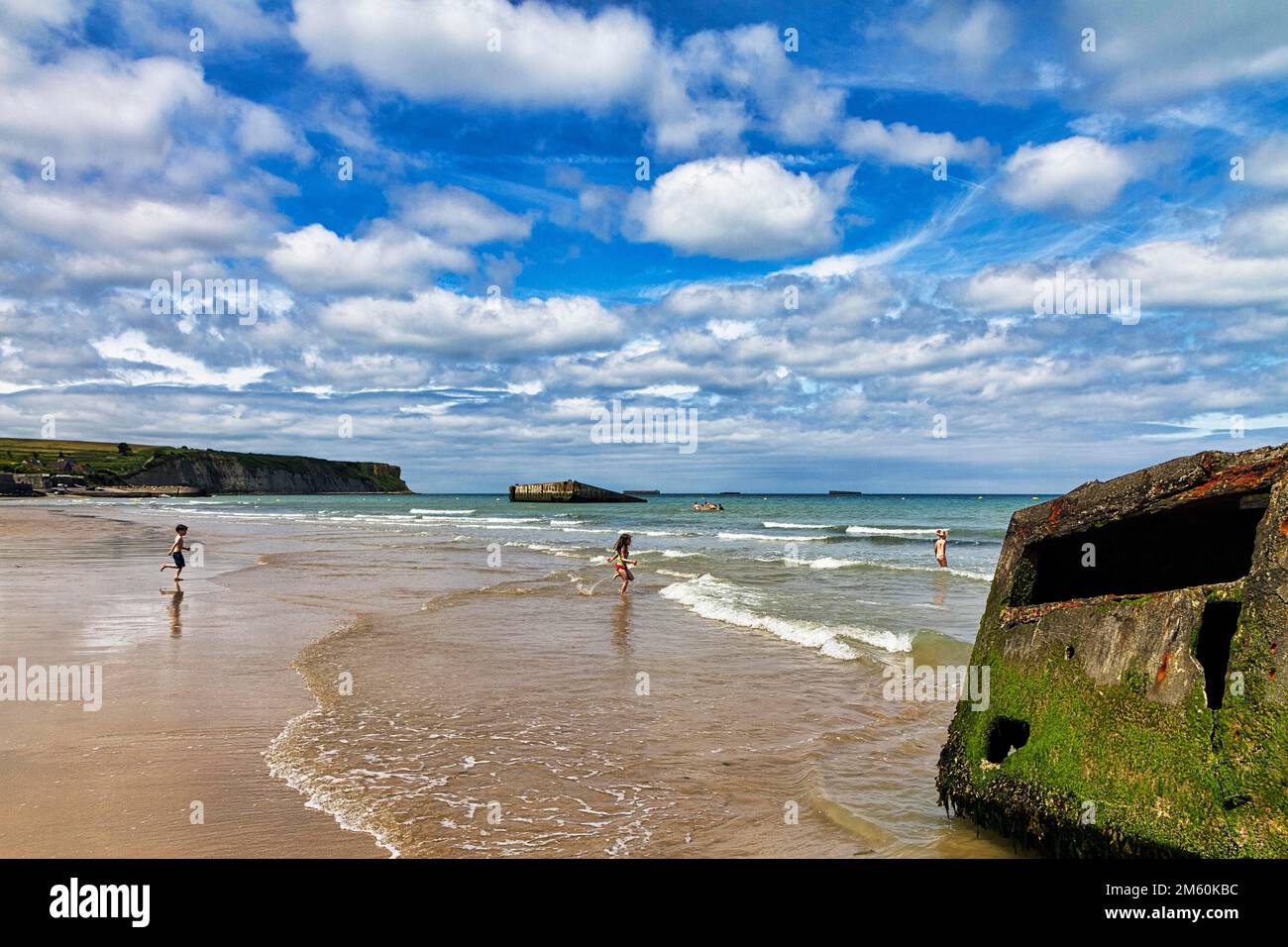 Mulberry Harbour, Remains on Sand Beach, Atlantic Wall, D-Day ...