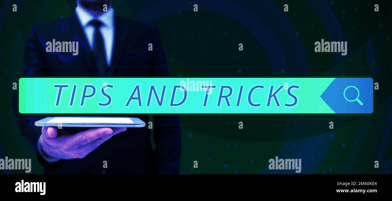Inspiration showing sign Tips And Tricks. Business idea helpful advices ...