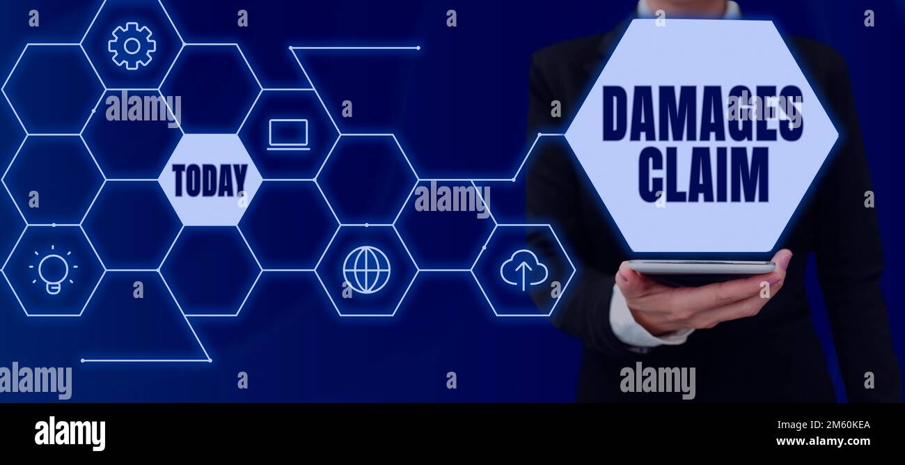 Conceptual display Damages Claim. Word Written on Demand Compensation ...