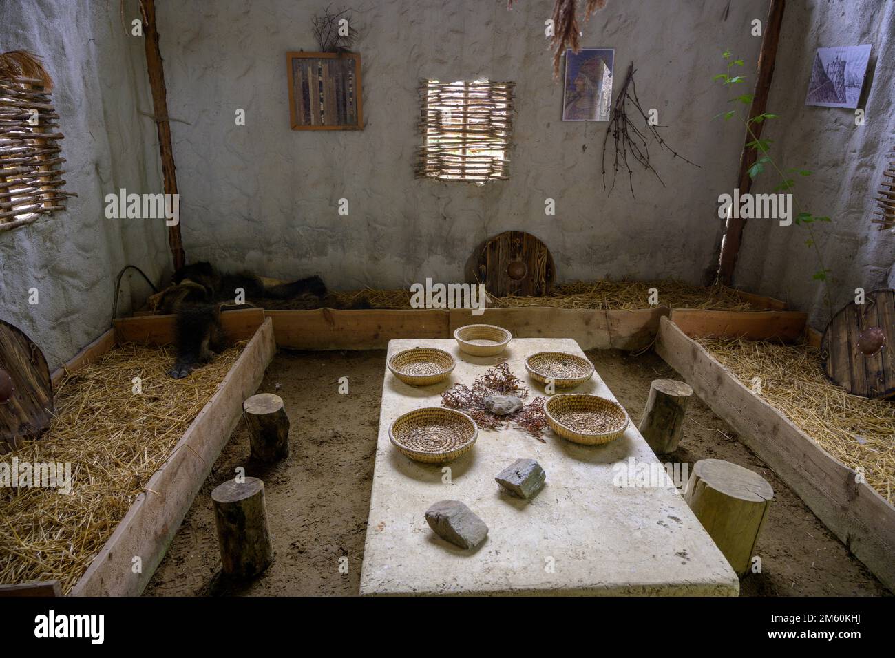 Interior view of a building from the Celtic period at the ...
