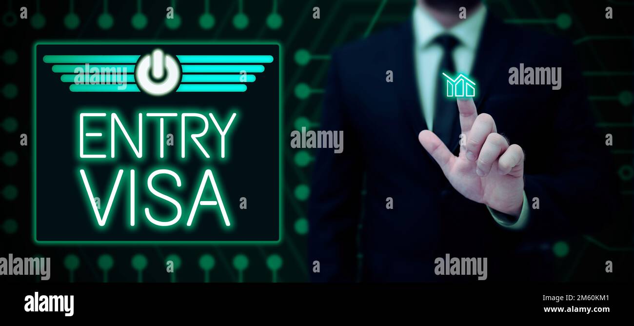 Text showing inspiration Entry Visa. Word Written on permission to ...