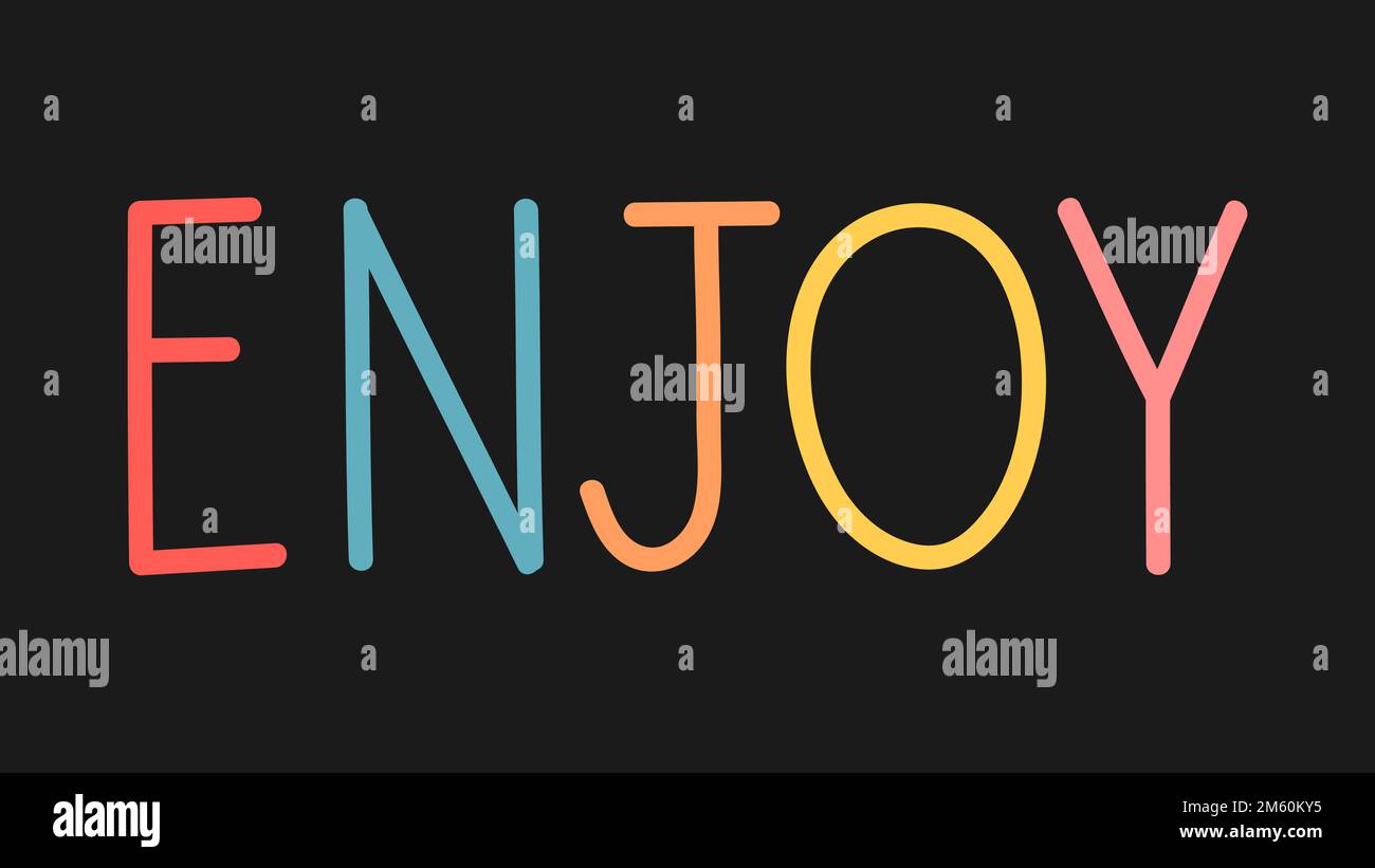 Colorful ENJOY typography on a black background vector Stock Vector ...