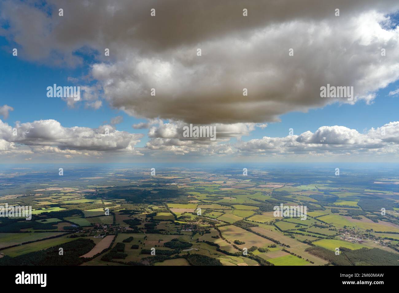 Aerial view of the Mecklenburg-Western Pomerania landscape, cumulus ...