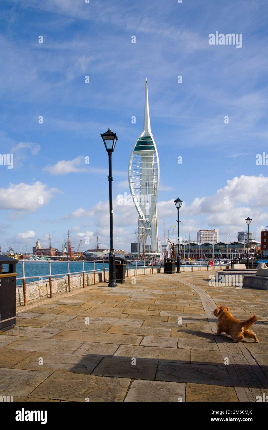 spinnaker tower viewed from capstan square on spice island in ...