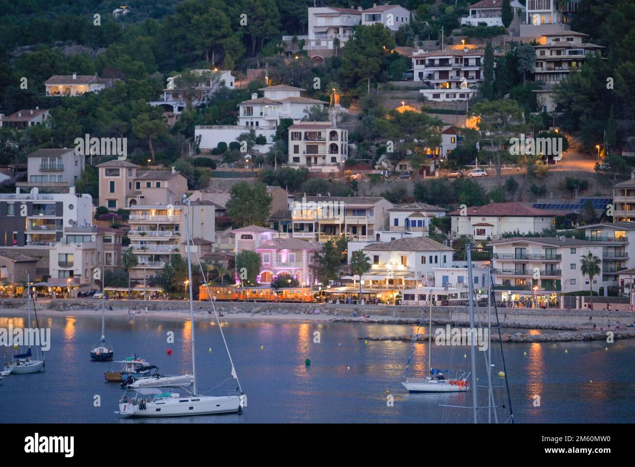 Boats, yachts, Port de Soller Bay, Majorca, Spain Stock Photo - Alamy