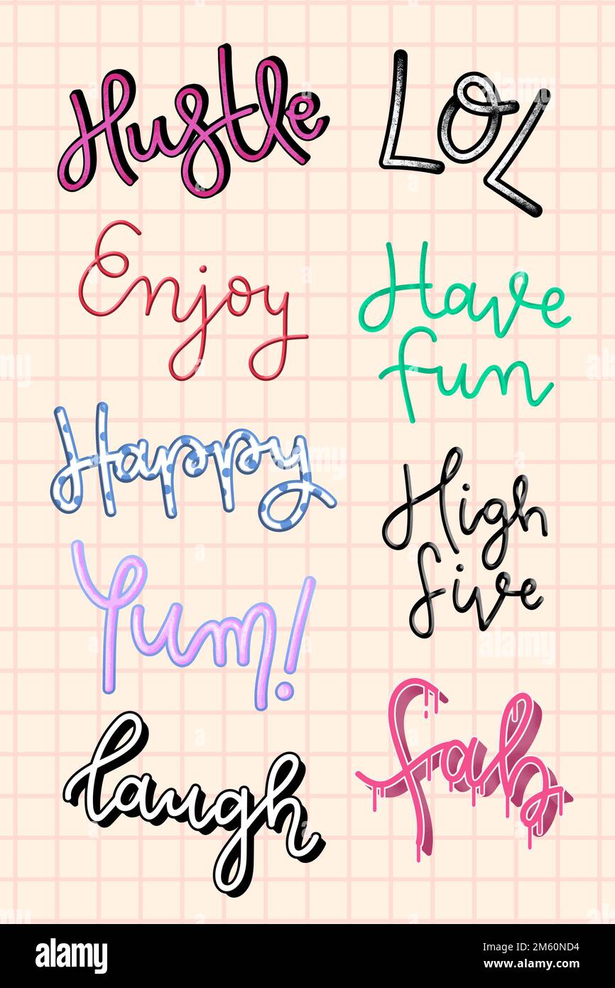 Vector doodle cursive fun words typography Stock Vector Image & Art - Alamy