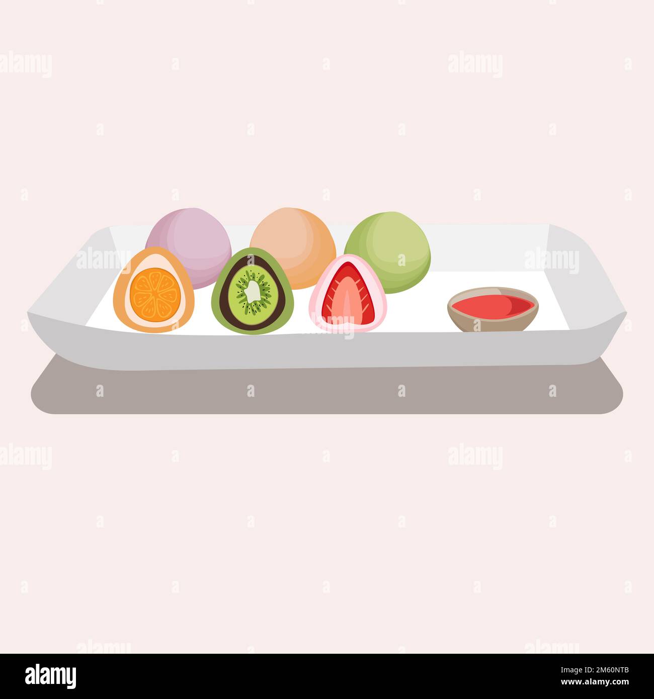 Mochi set. japanese dessert. Sweet asian food in pastel colors. Vector isolated illustration ...