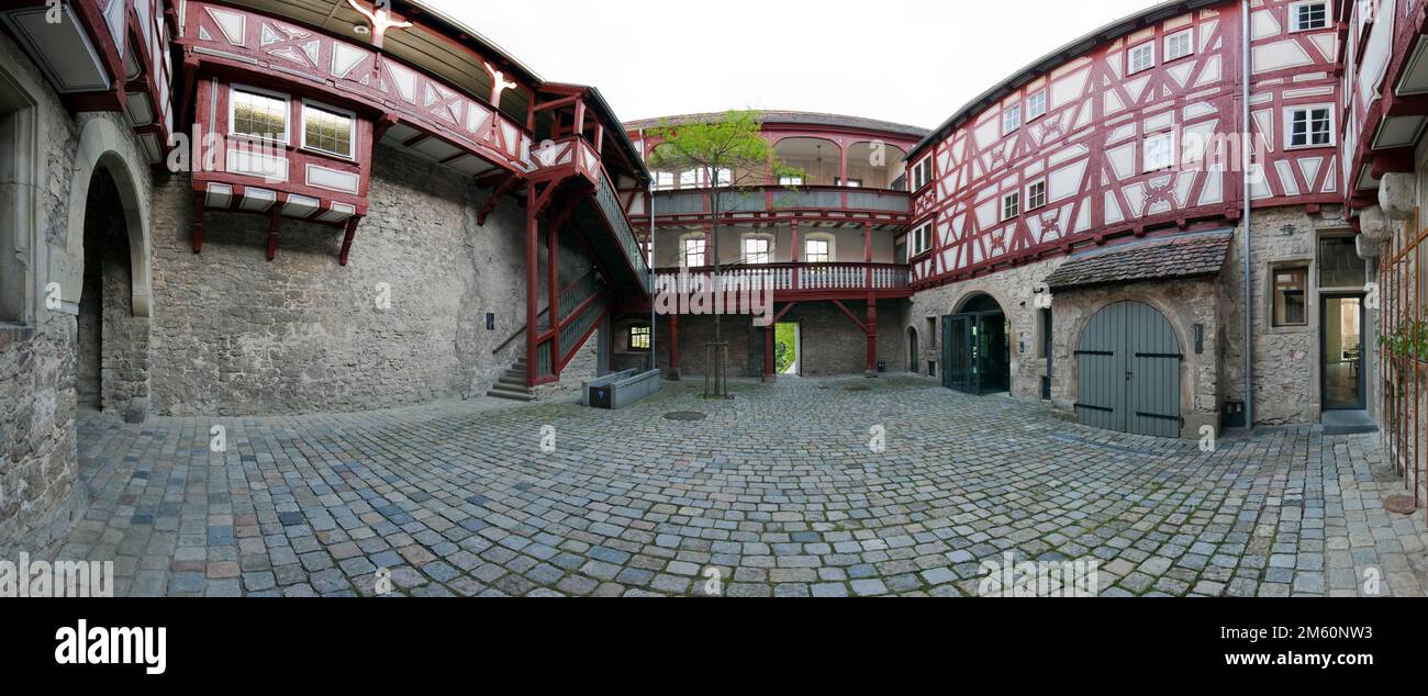 Inner courtyard of Ingelfingen Castle Panorama Germany Stock Photo - Alamy