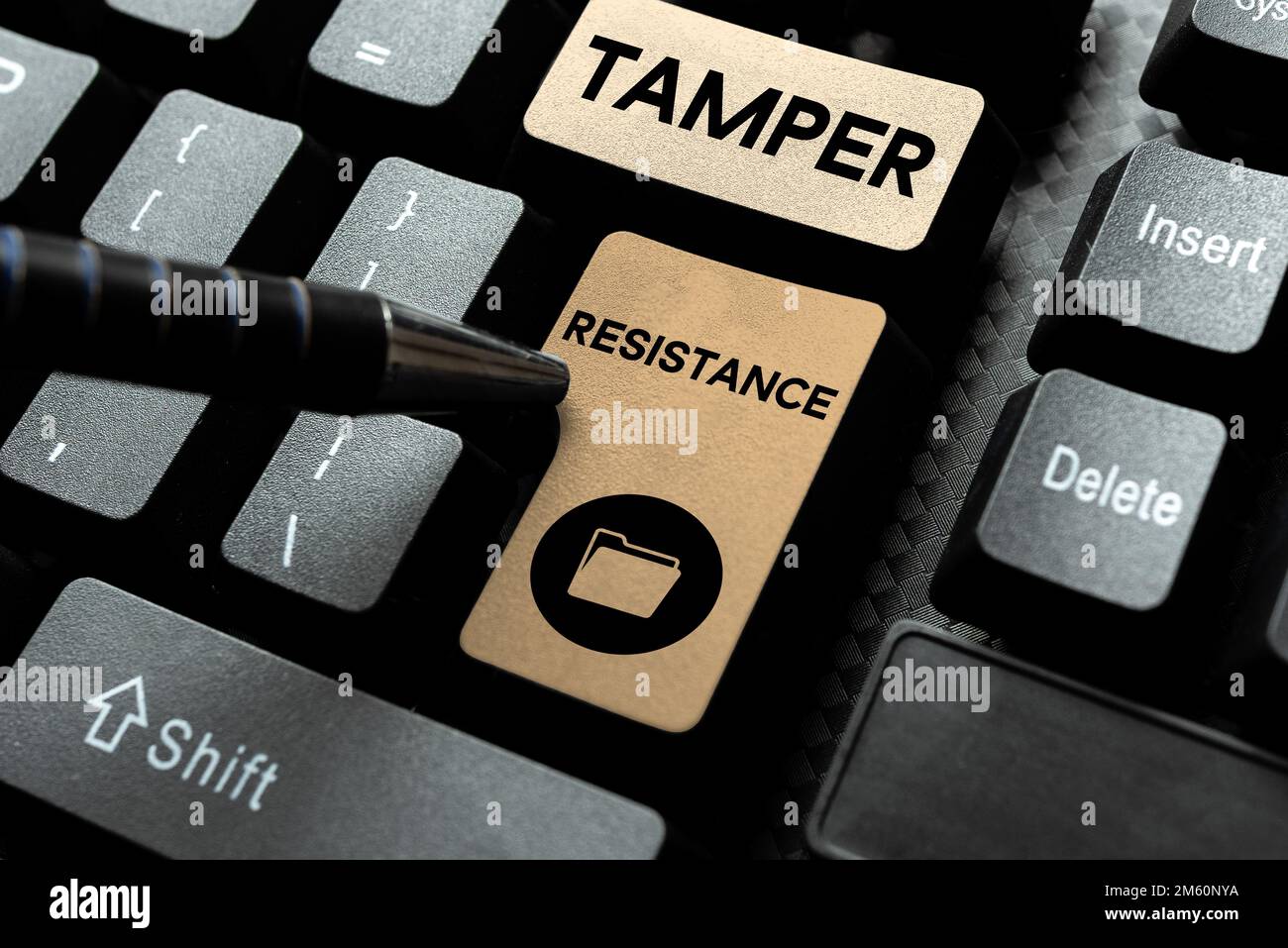 Handwriting text Tamper Resistance. Internet Concept resilent to ...