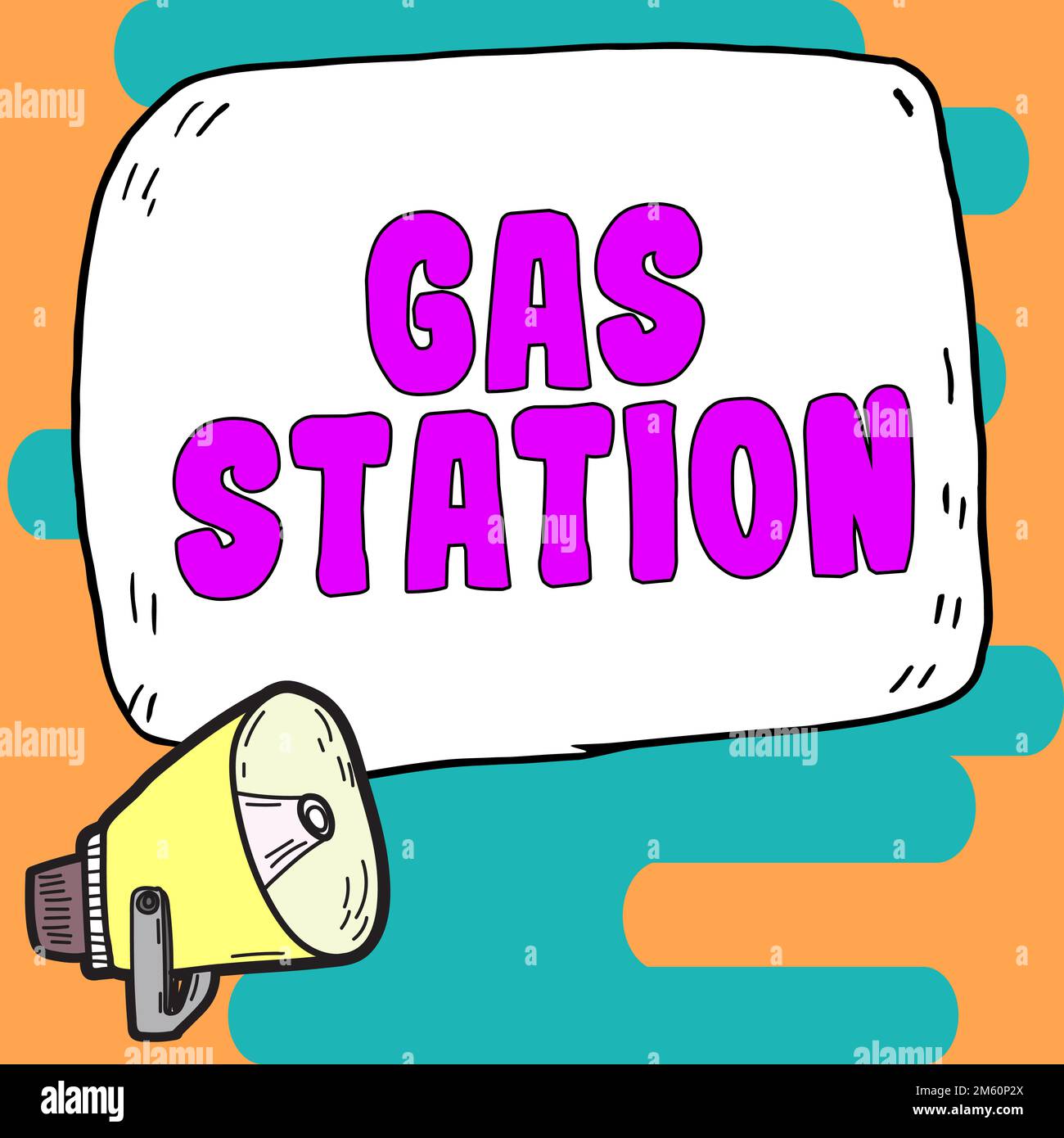 Sign displaying Gas Station. Business concept for servicing motor ...