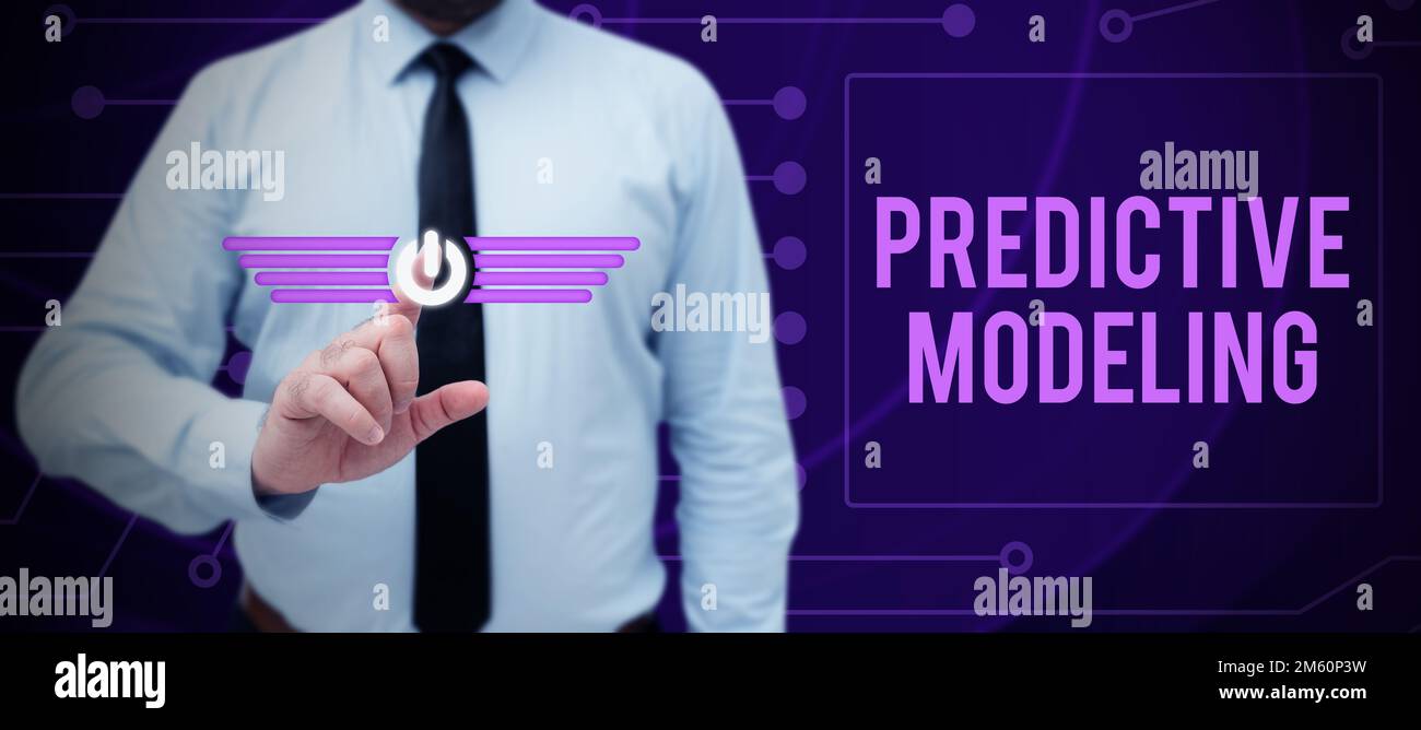 Sign displaying Predictive Modeling. Conceptual photo maintenance strategy driven by predictive ...