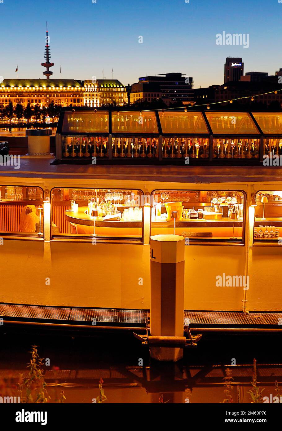 Restaurant ship Bootshaus Alster on the Inner Alster Lake in the ...