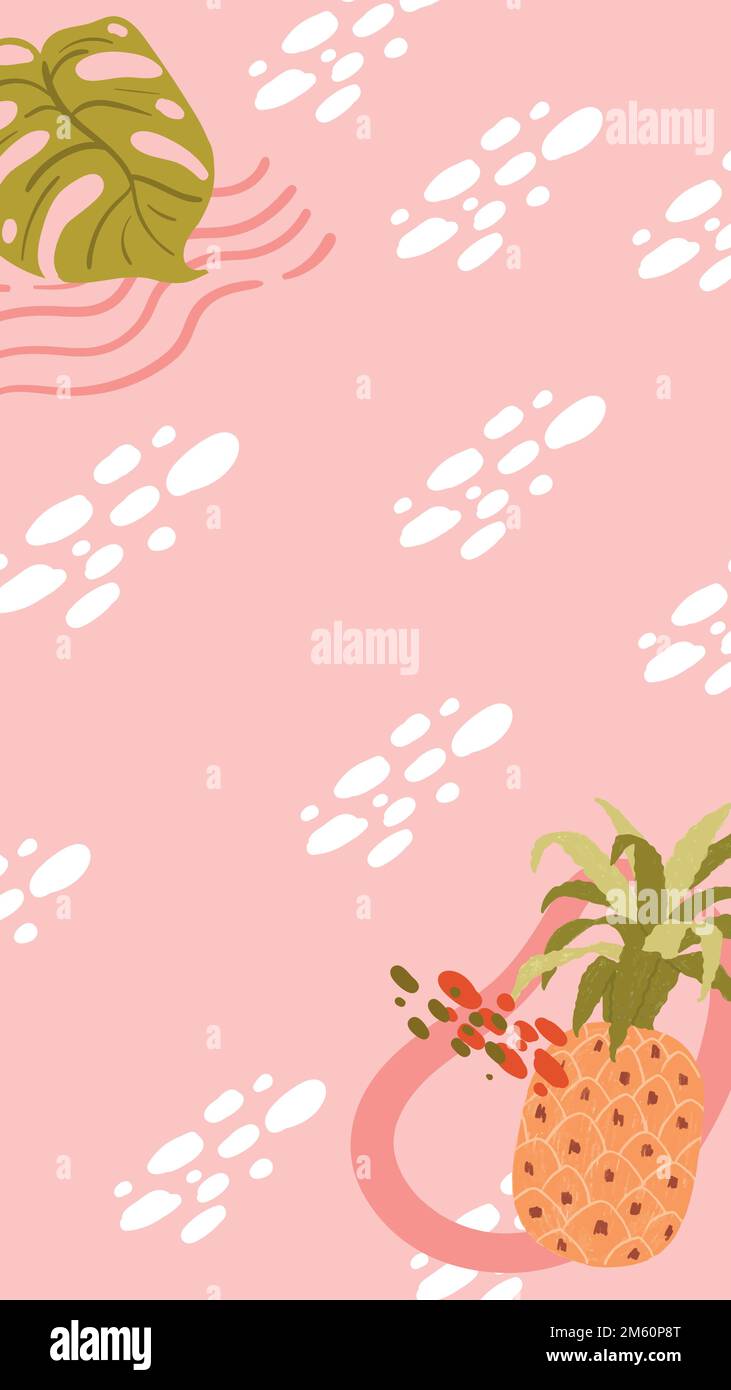 Pineapple frame on a pink background design vector Stock Vector Image ...