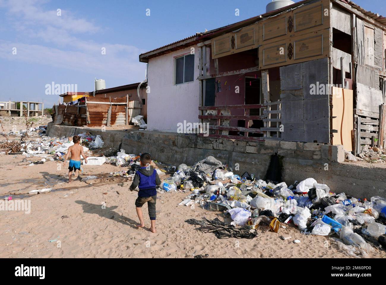 Children play in Jal El Bahar Palestinian Refugees camp, Tyr, Lebanon ...