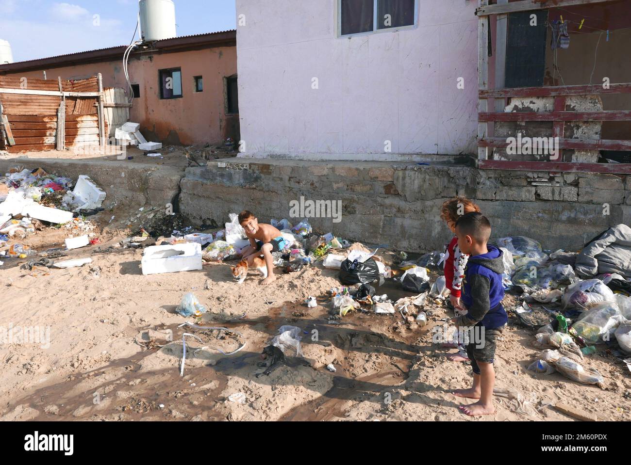 Children play in Jal El Bahar Palestinian Refugees camp, Tyr, Lebanon ...