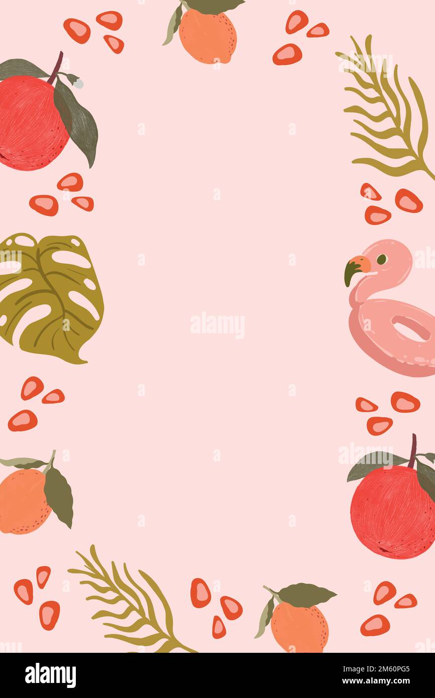 Tropical summer frame on a pink background design vector Stock Vector ...