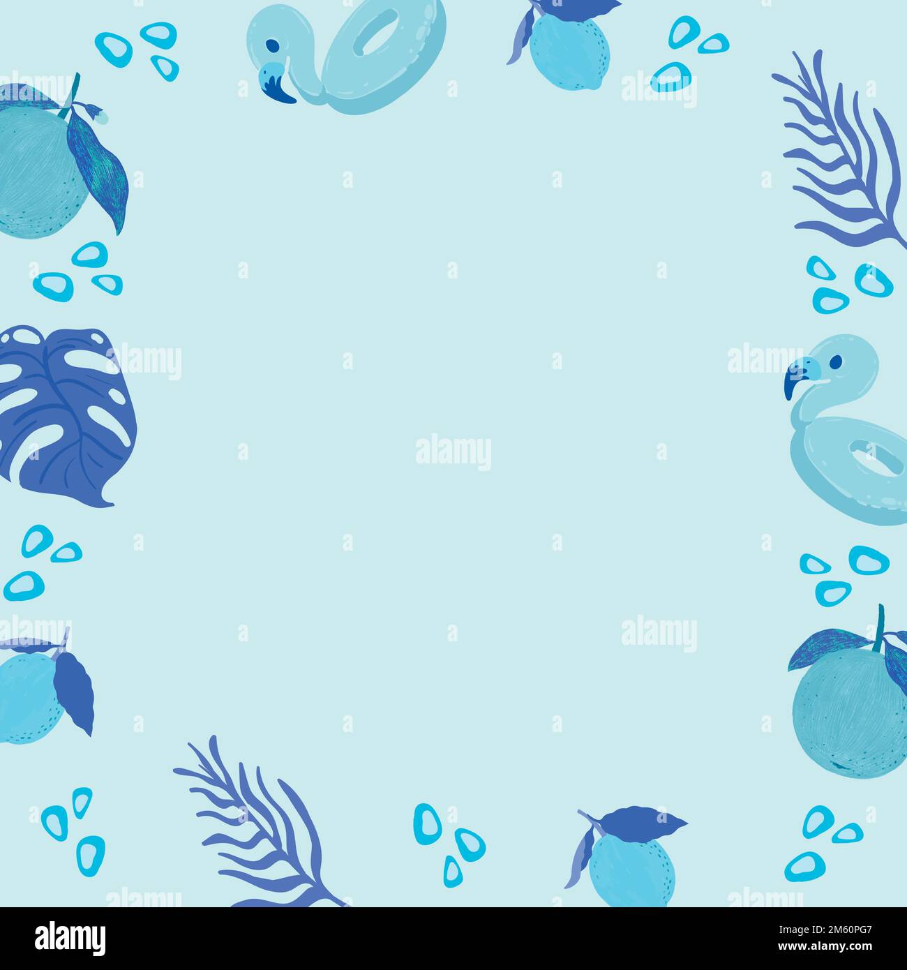 Tropical summer frame on a sky blue background design vector Stock ...