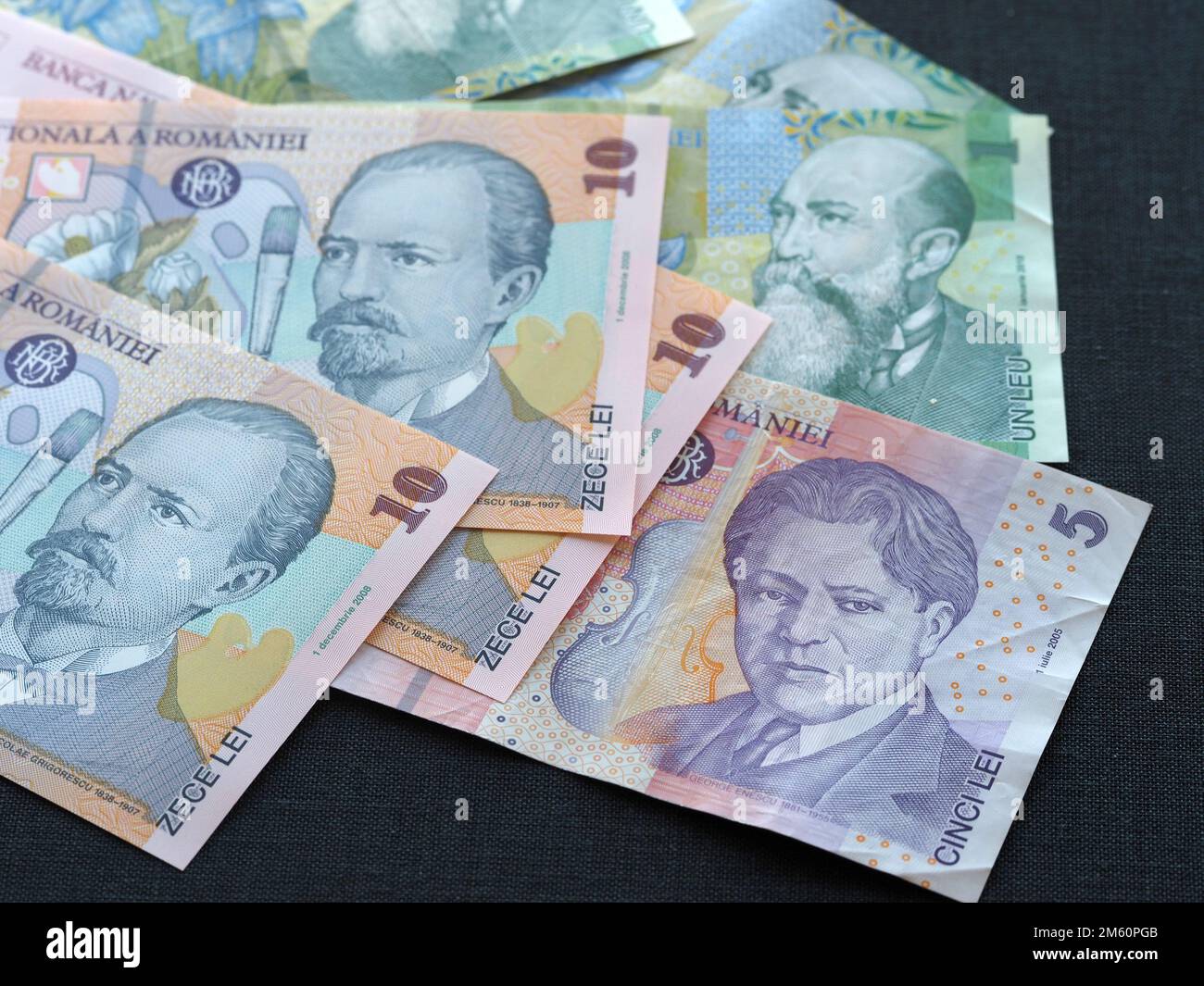 Romanian banknotes in denominations with portraits of Nicolae ...