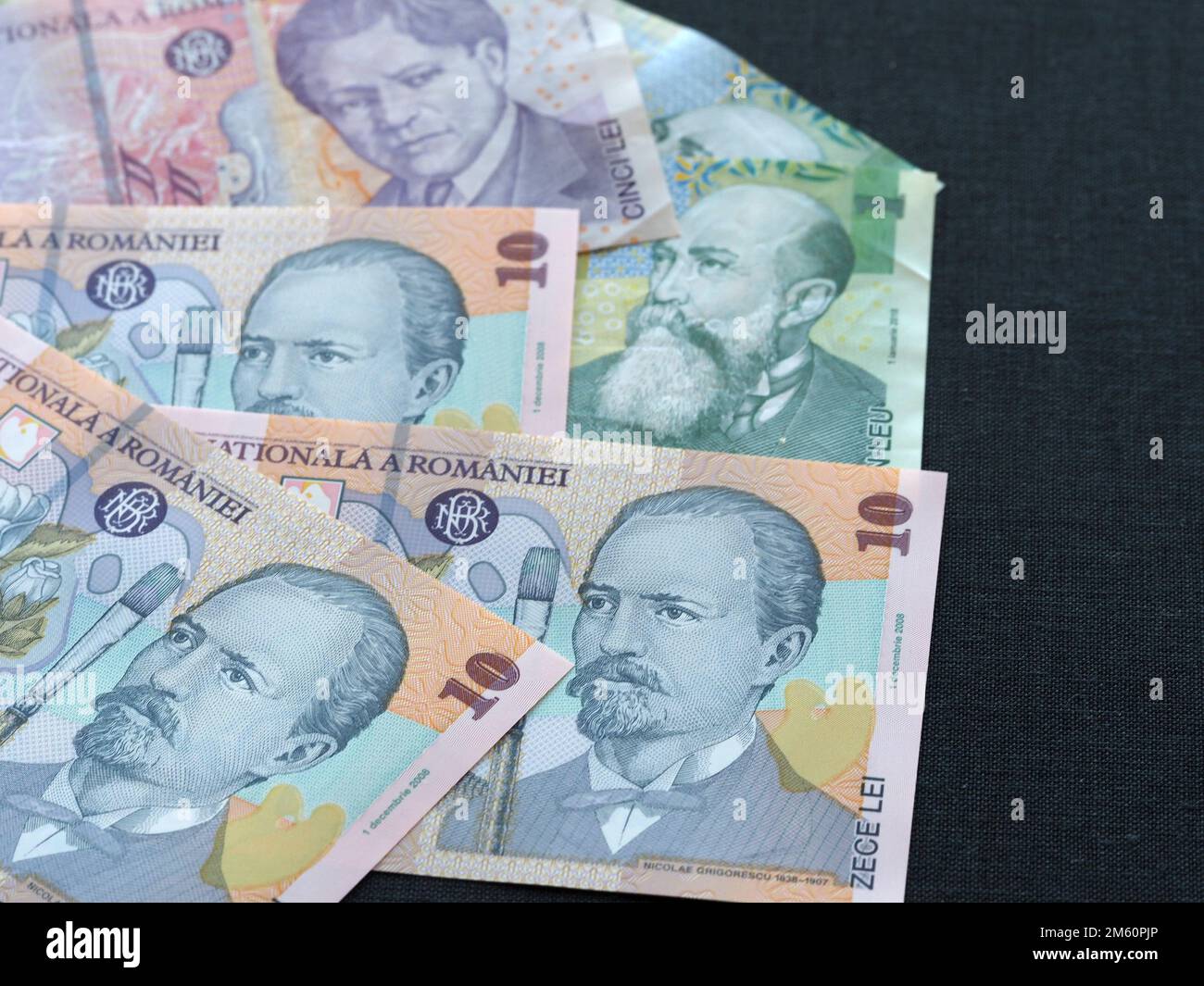 Romanian banknotes in denominations with portraits of Nicolae ...