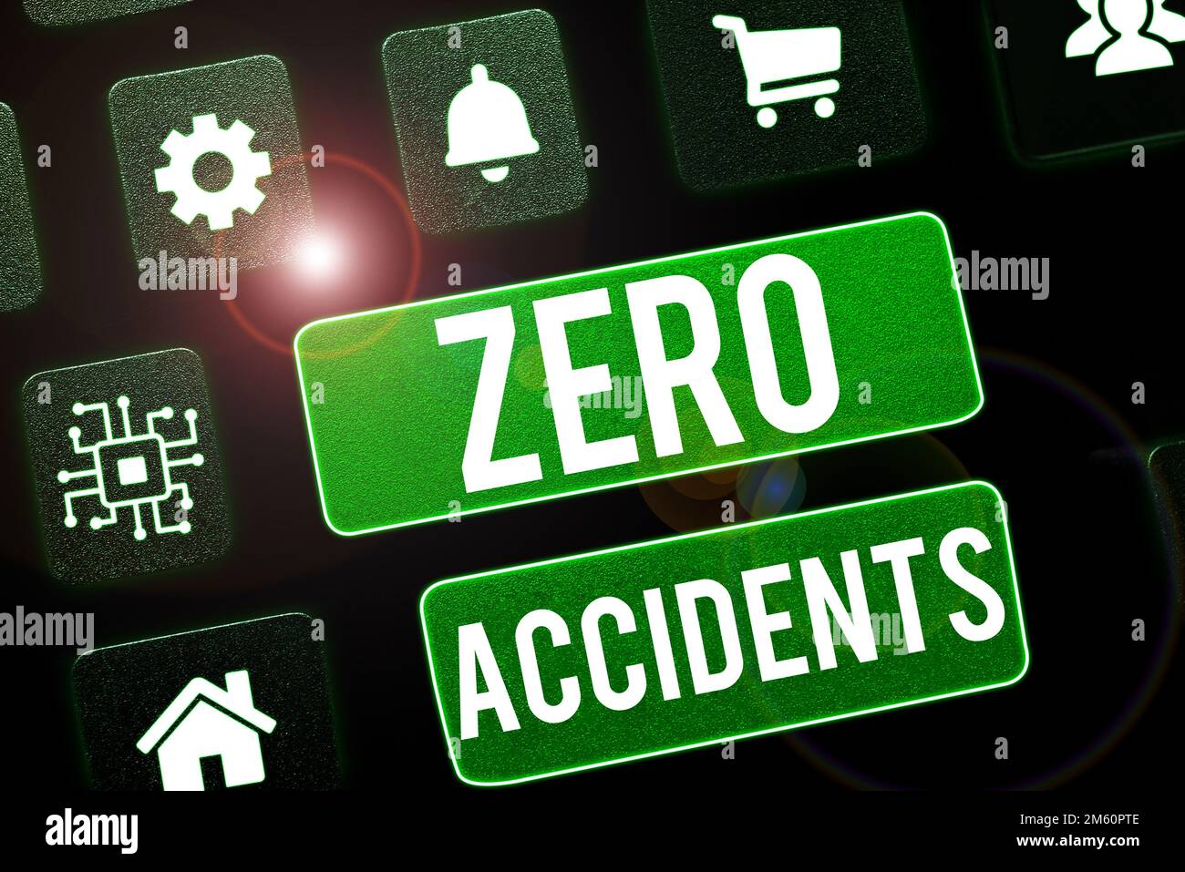 Conceptual caption Zero Accidents. Business showcase important strategy ...