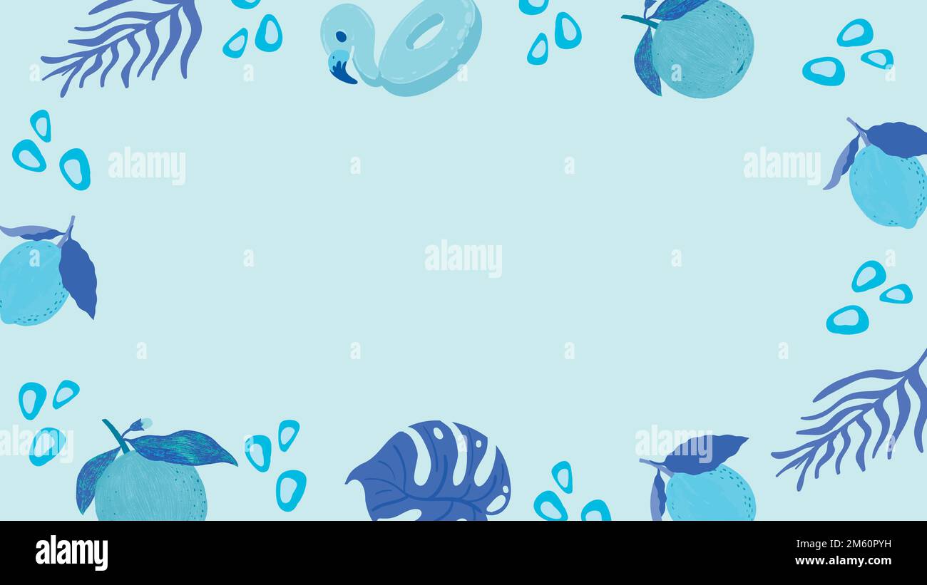 Tropical summer frame on a sky blue background design vector Stock ...