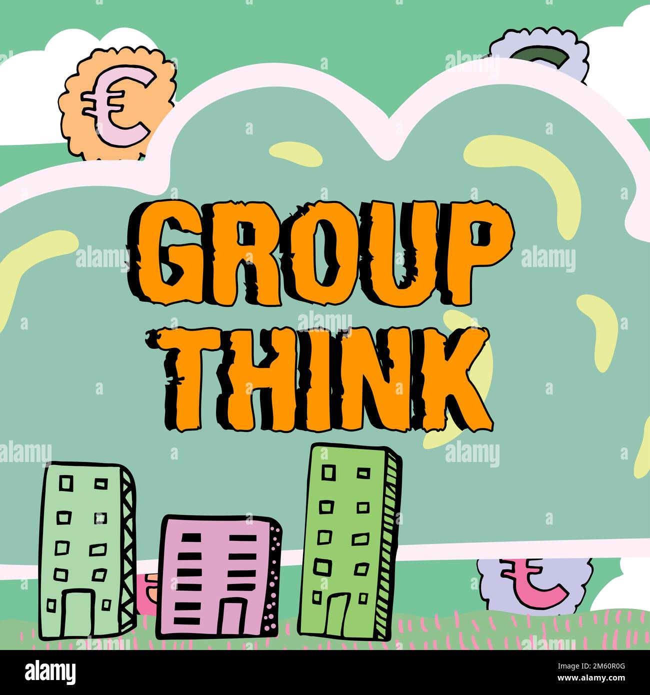 Text caption presenting Group Think. Internet Concept gather either ...