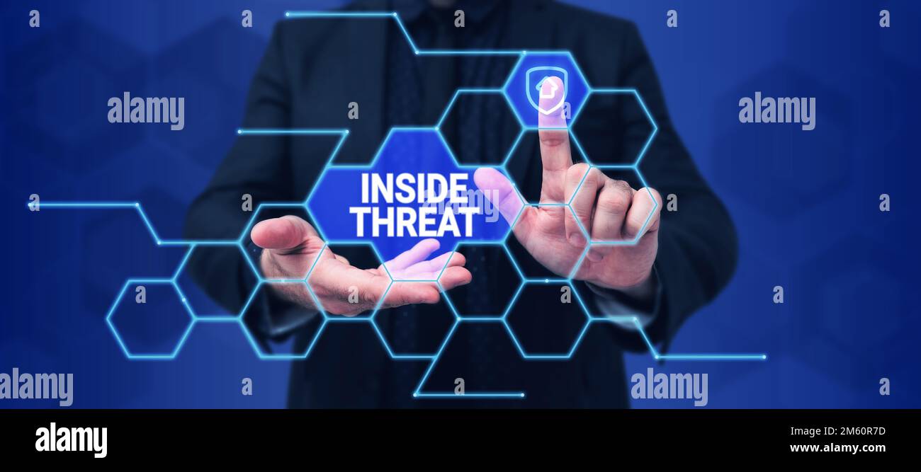 Text caption presenting Inside Threat. Business idea Information that ...