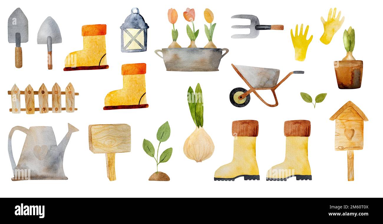 Spring garden paintings Stock Photo - Alamy