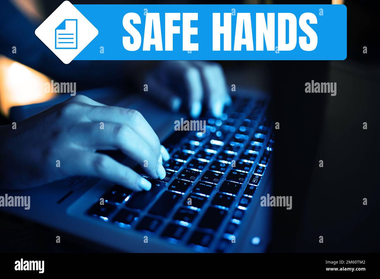 Sign displaying Safe Hands. Business concept Ensuring the sterility and ...