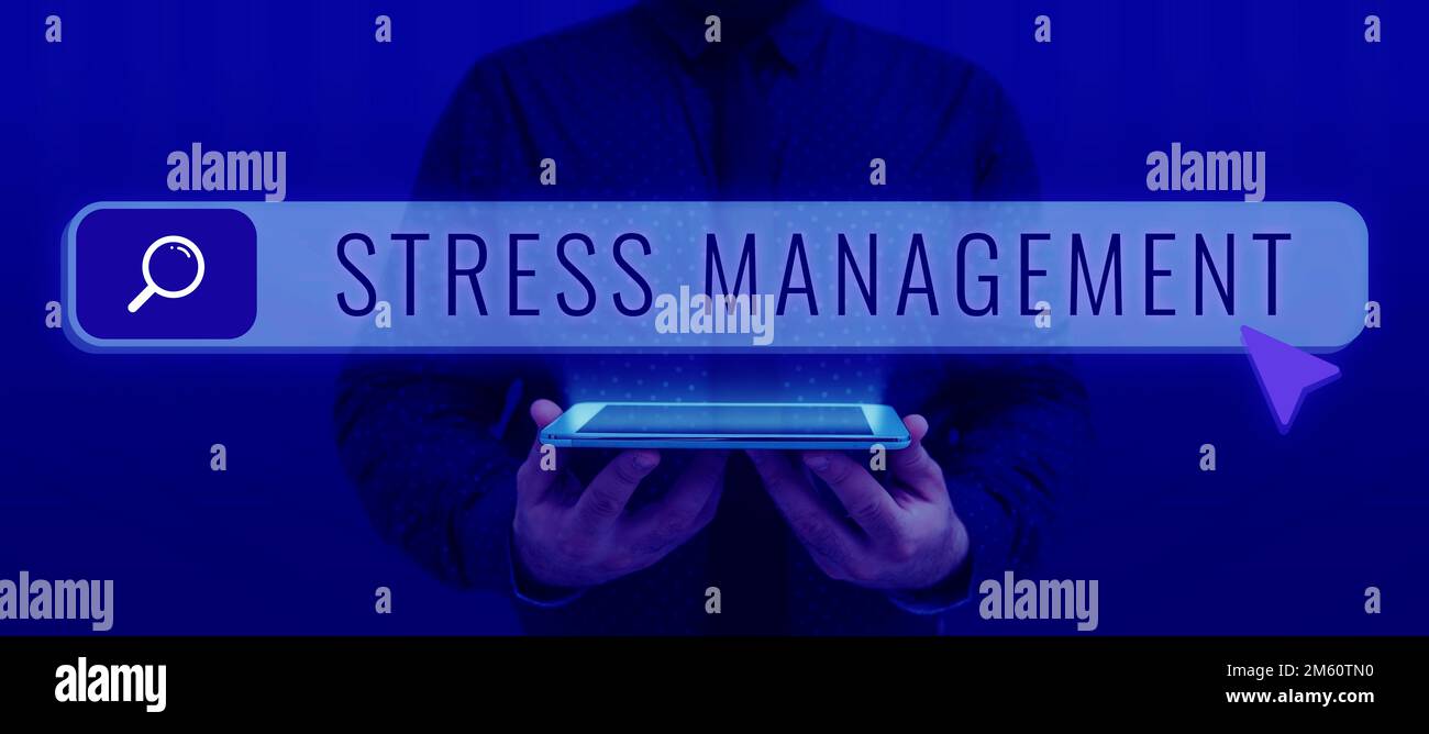 Text caption presenting Stress Management. Internet Concept learning ...