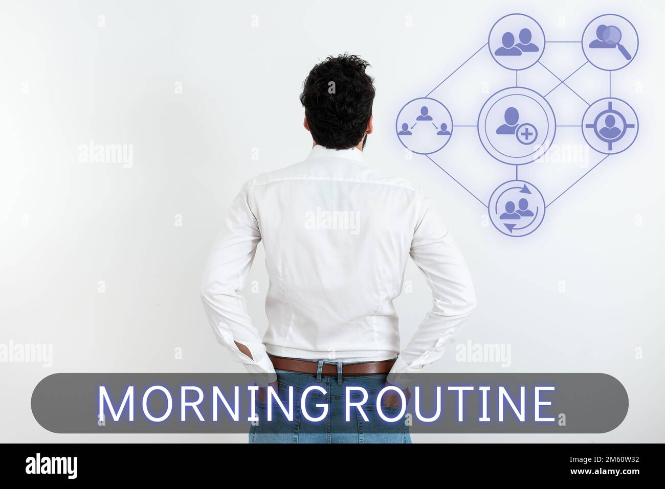 Conceptual caption Morning Routine. Word for initiation of consumer ...