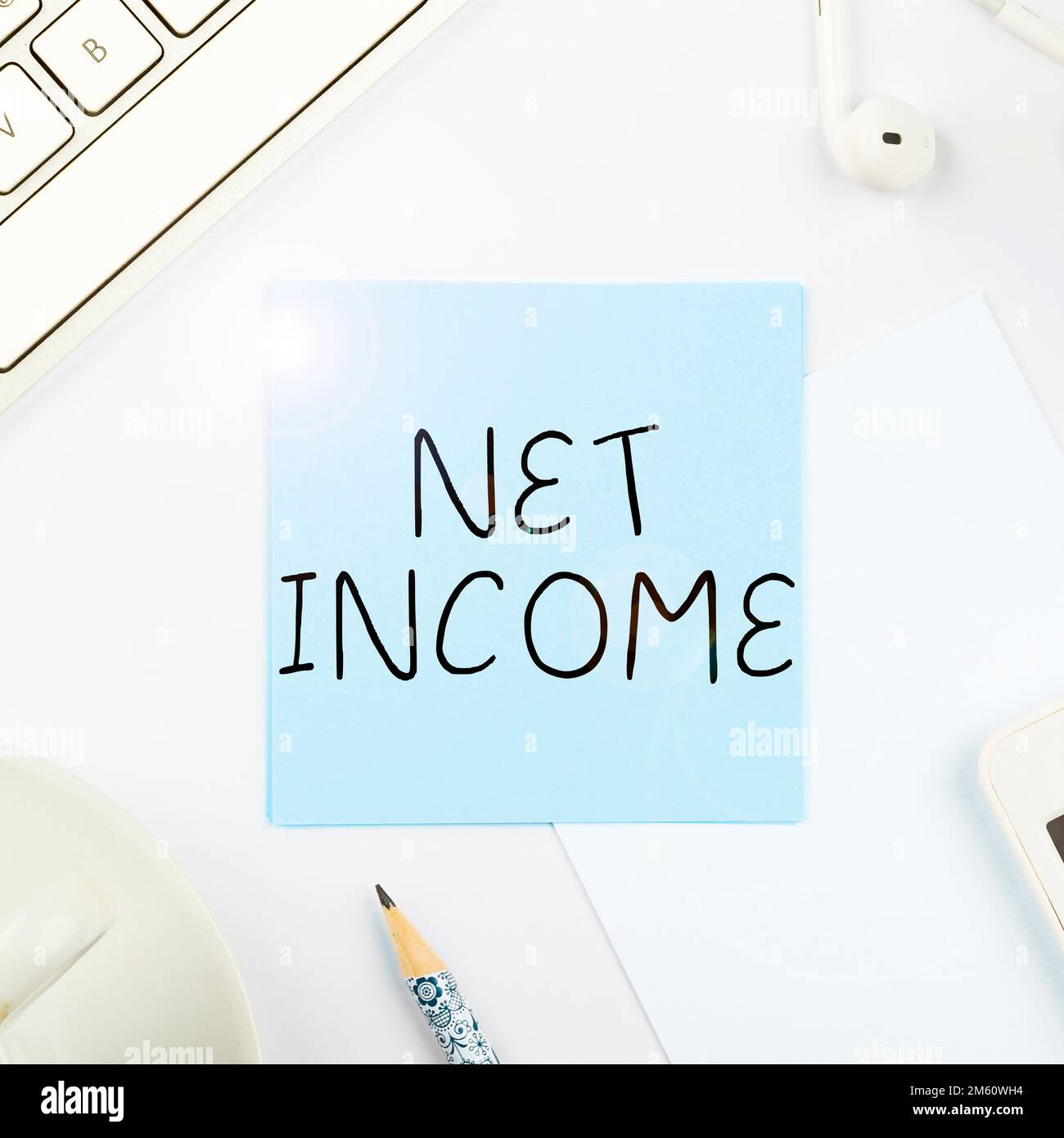 Hand writing sign Net Income. Business showcase the gross income ...