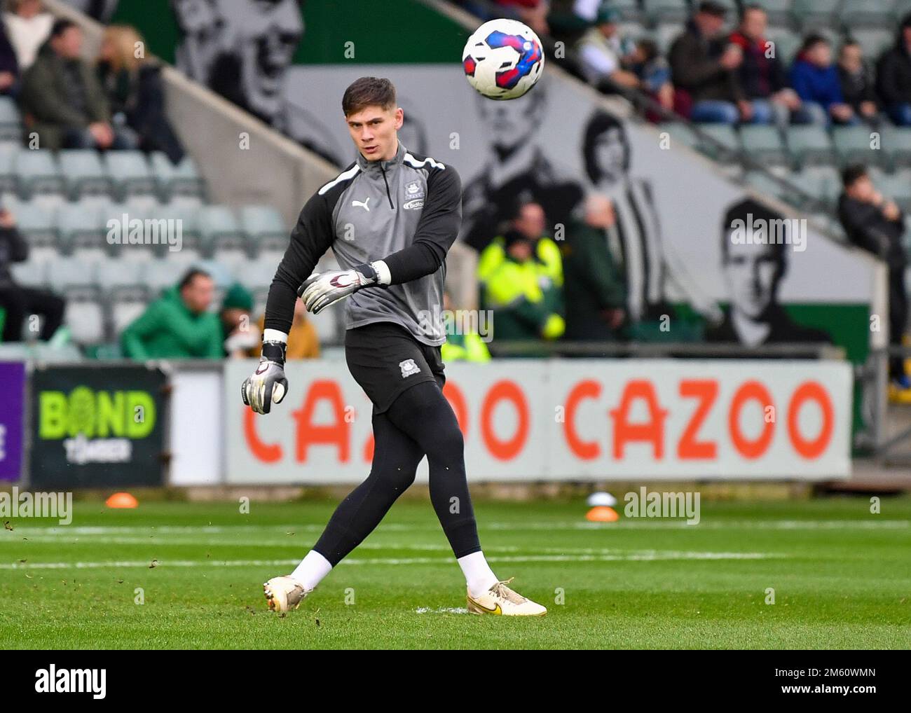 Plymouth Argyle goalkeeper Michael Cooper (1) warming up during the Sky ...