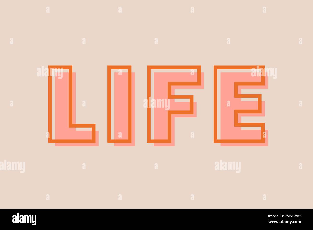 Life typography on a pastel peach background vector Stock Vector Image ...