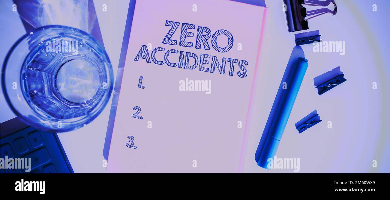 Conceptual display Zero Accidents. Business showcase important strategy ...