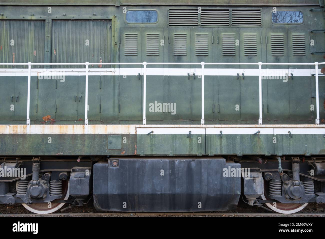 a old green steam train Stock Photo - Alamy