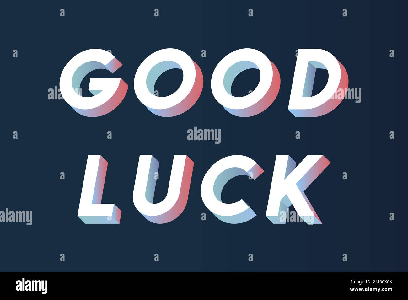 Isometric word Good luck typography on a black background vector Stock ...