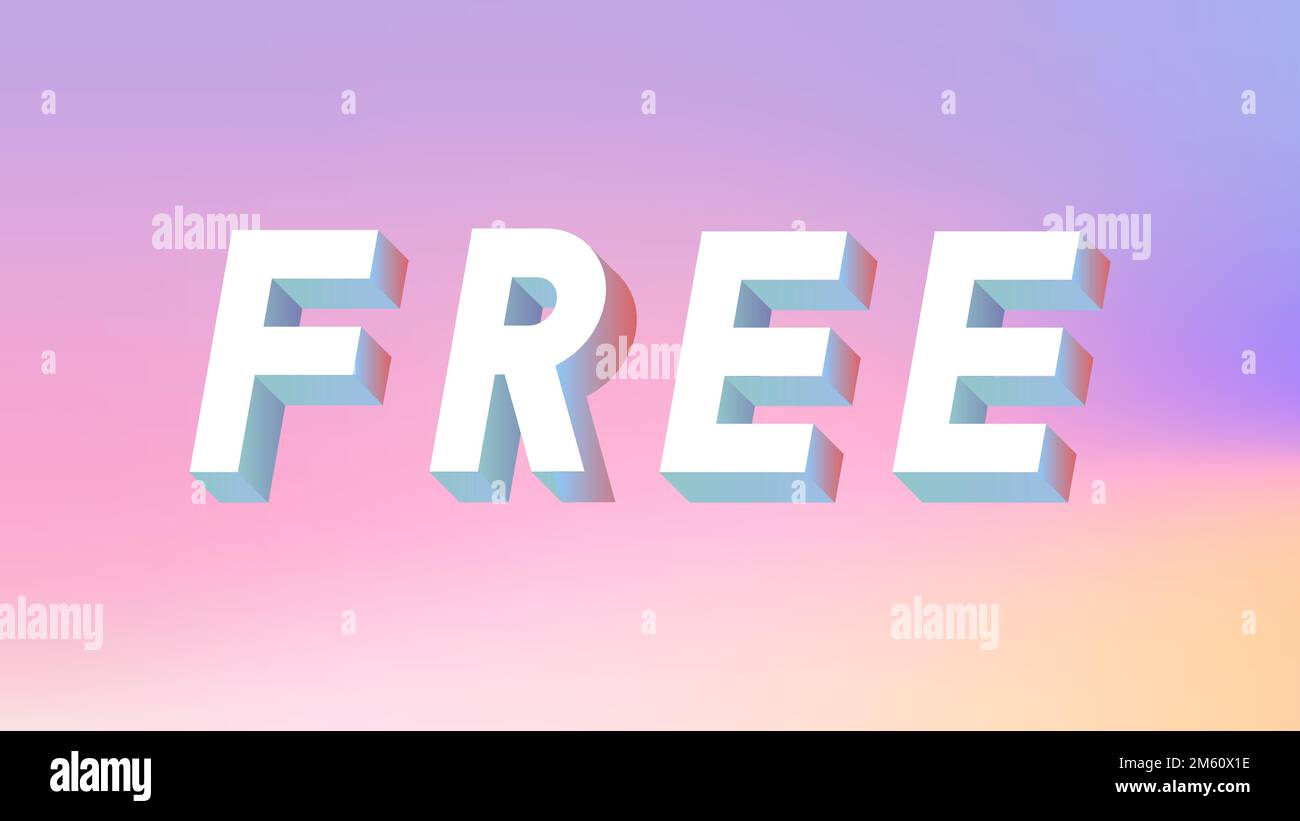 Isometric word Free typography on a pastel gradient background vector ...