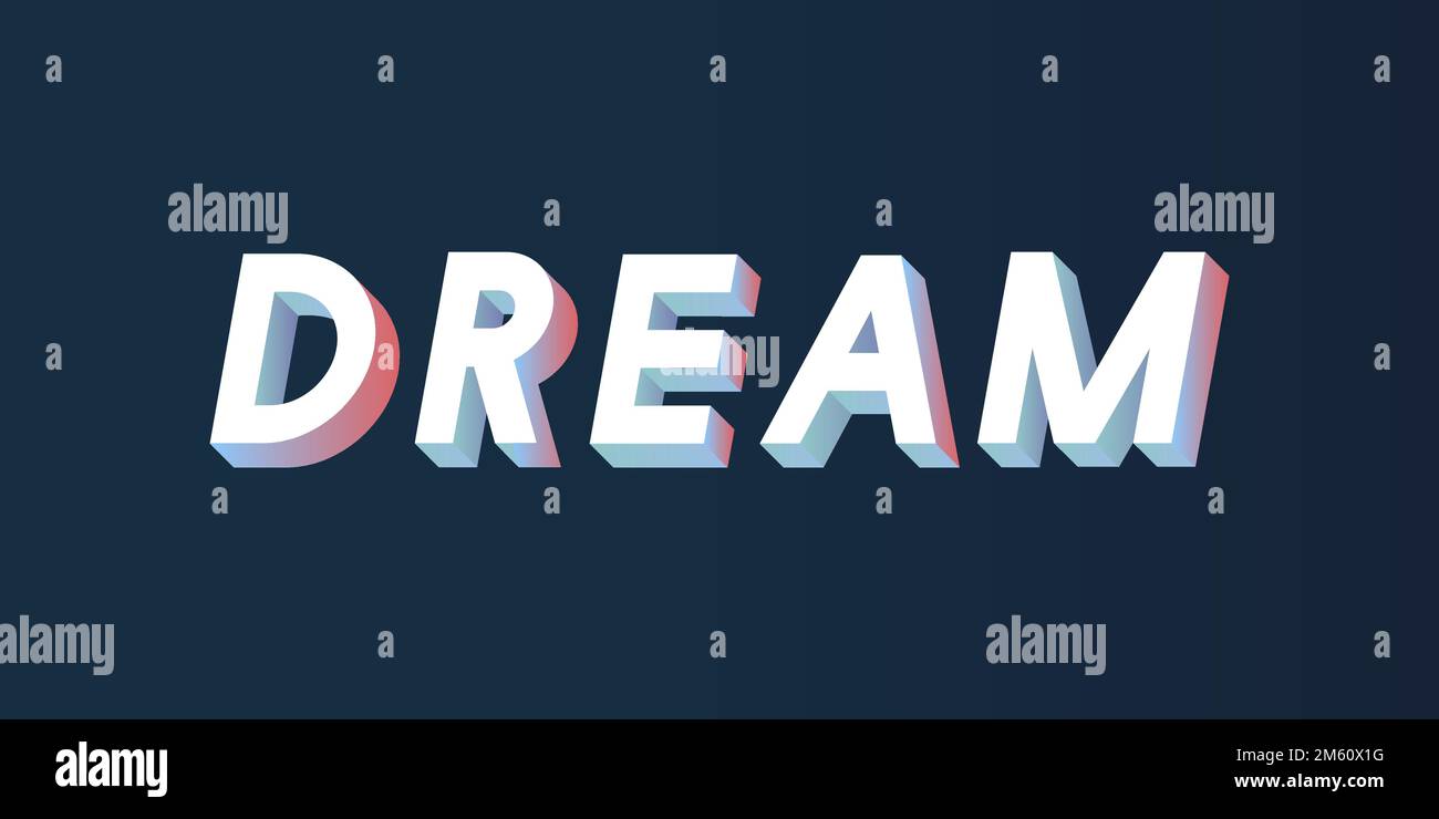 Isometric word Dream typography on a black background vector Stock ...