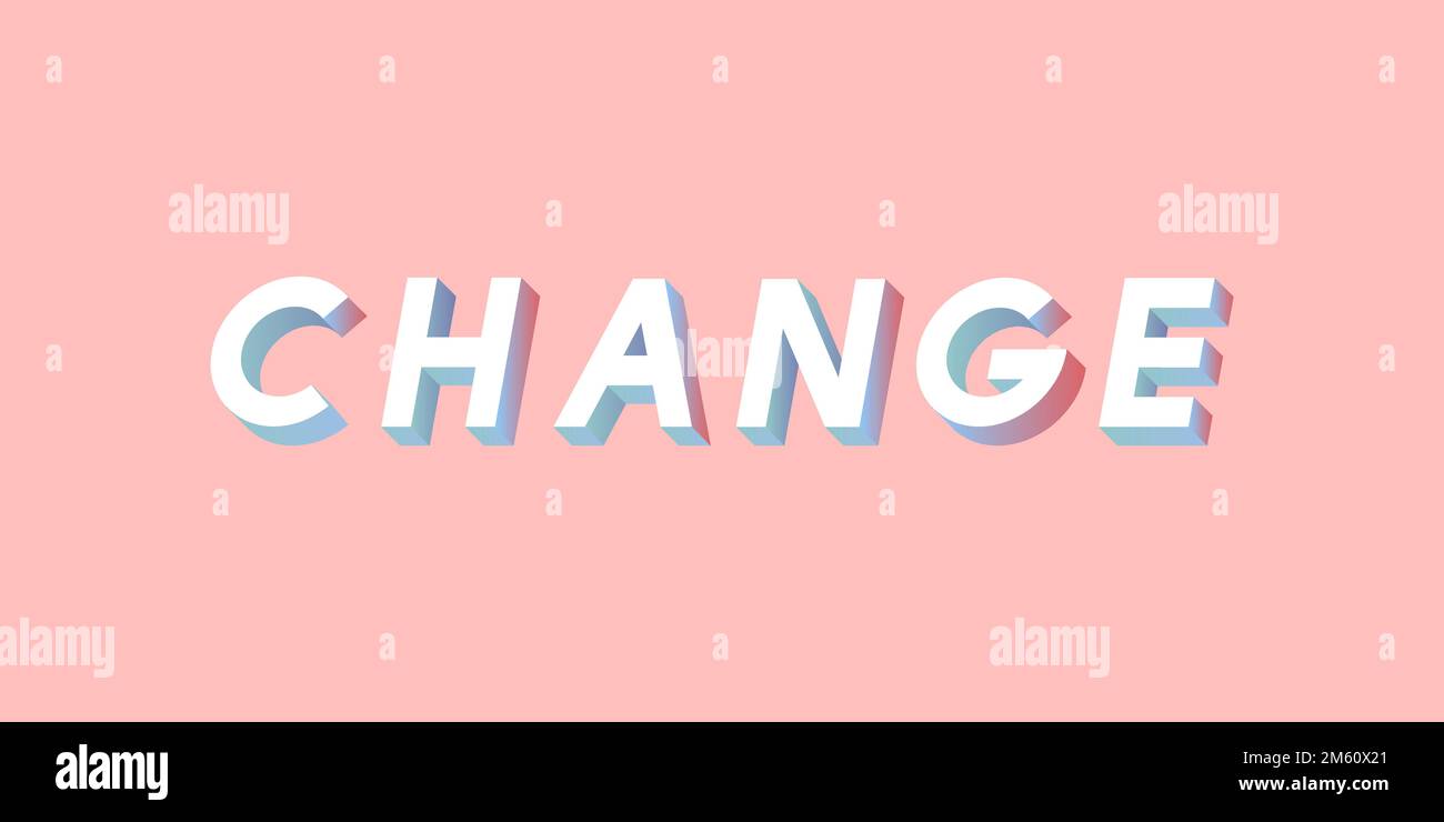 Isometric word Change typography on a millennial pink background vector ...