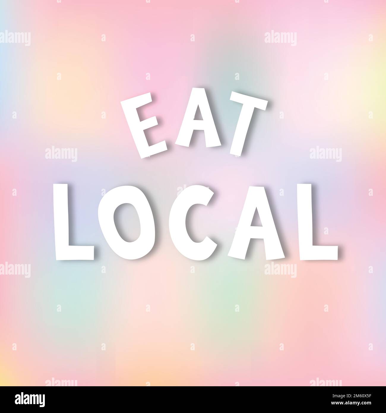White eat local doodle typography on a pastel background vector Stock ...