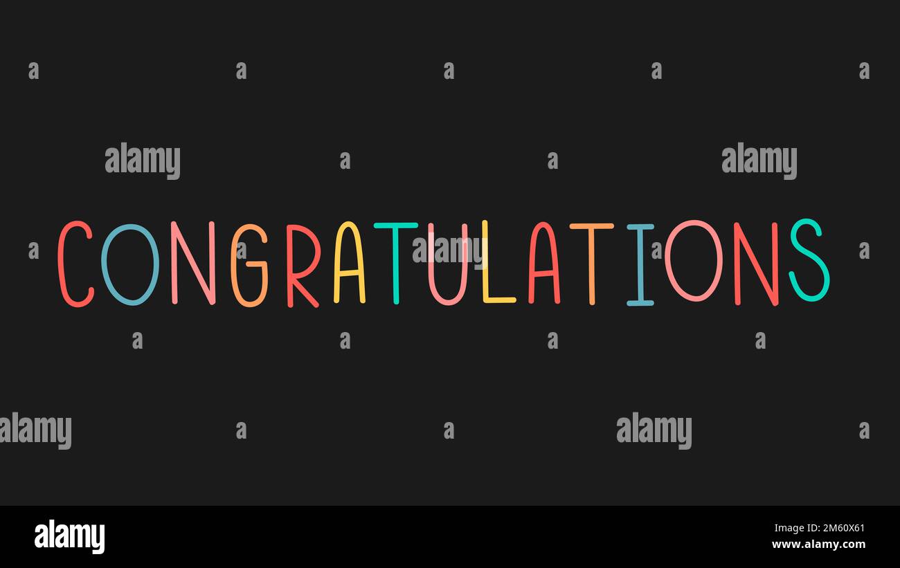 Colorful congratulations typography on a black background vector Stock ...