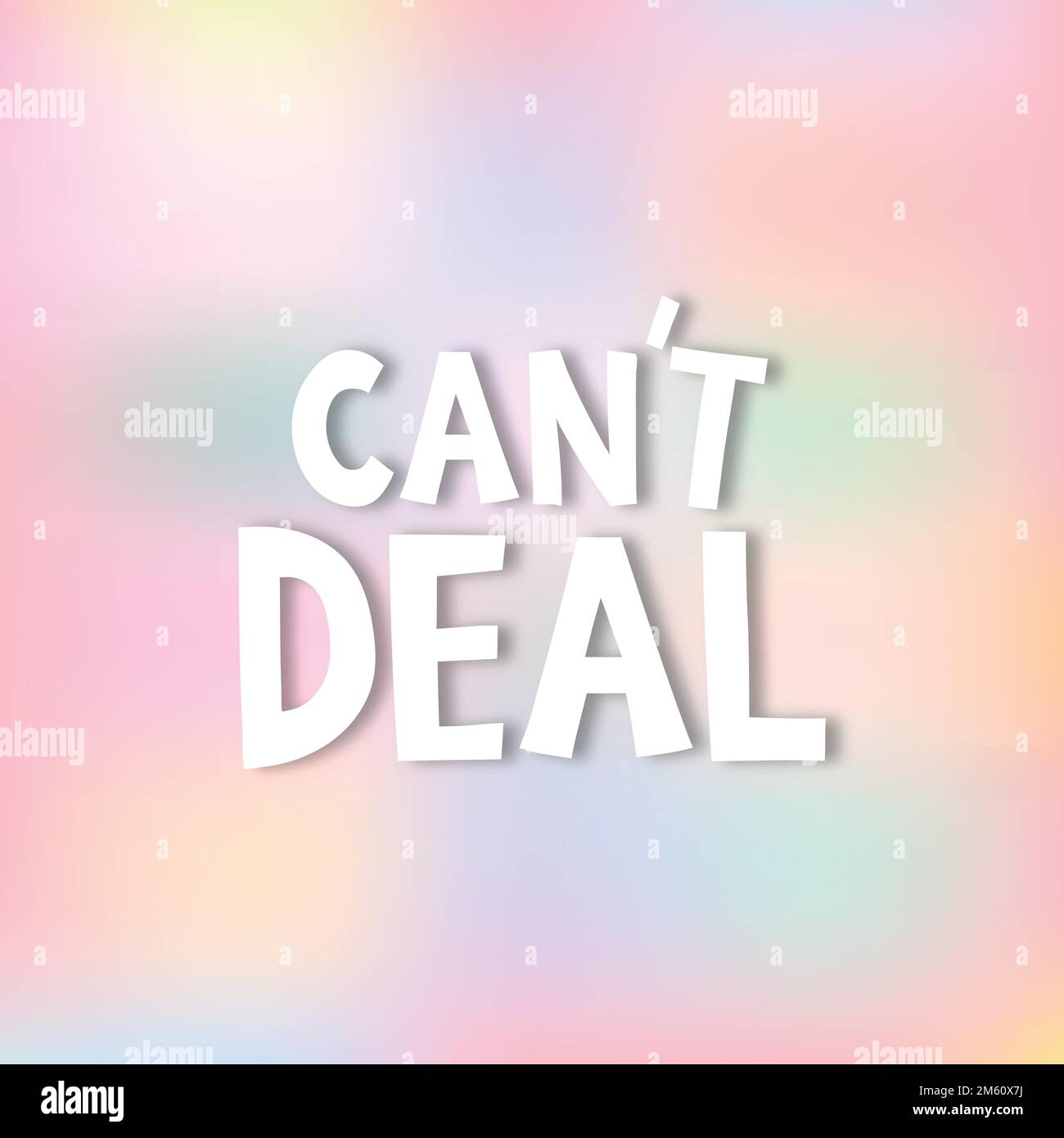 White can't deal doodle typography on a pastel background vector Stock ...